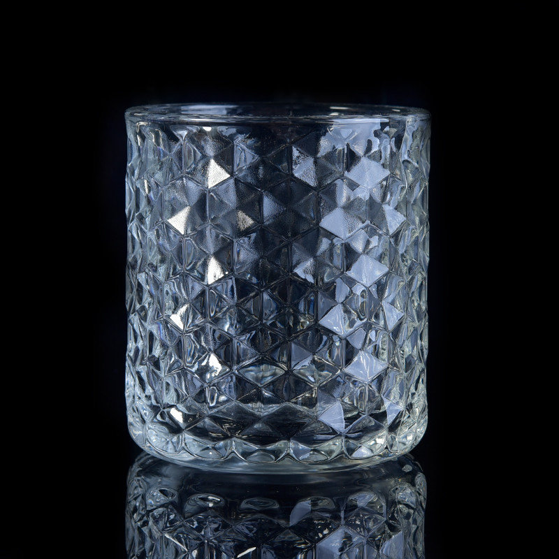 Popular Home use candle glass containers Custom Clear Diamond Shape