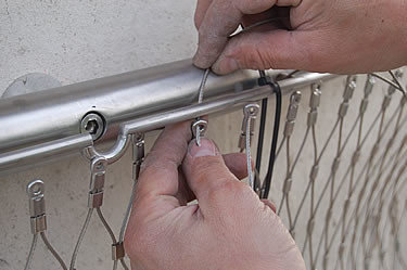 Stainless steel cable mesh installation