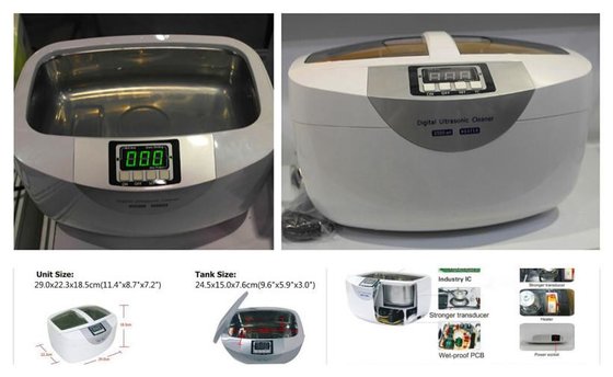 Factory price 2.5L mini digital timer automatic jewelry watch glasses razor ultrasonic cleaner for teeth  L507