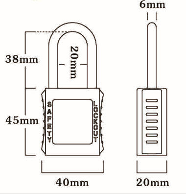 38mm Copper Shackle Insulation Safety Padlock 45mm*40mm*20mm