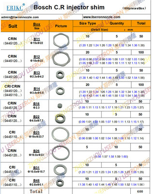 ERIKC Bosch B11 B12 B13 B14 B16 B25 B31 600 pieces common rail injector ring fuel injector base shim standard washer