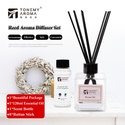 Decorative Room Office Natural Reed Diffuser 120ml With Rattan Reed Sticks