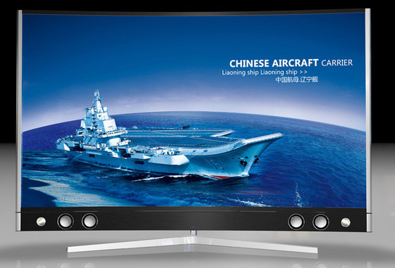 Slim 55 Inch 4k Curved Led Tv With Front Sound Bar , Aluminium Alloy Frame