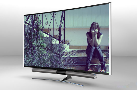 65 " A grade UHD Sound Bar Curved LED TV Aluminium alloy 3840x2160 Resolution
