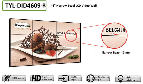 LED Backlit 10mm Narrow Bezel Multi Screen Video Wall Displays For Advertising