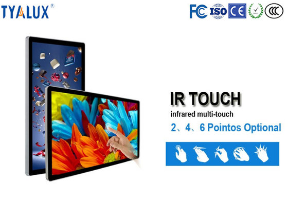 Indoor 49 Lcd Video Advertising Digital Signage Display Touchscreen 1920x1080p