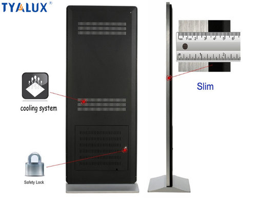 43 - 65 Inch Floor Standing Totem , Airport Digital Signage Kiosk Remote Control