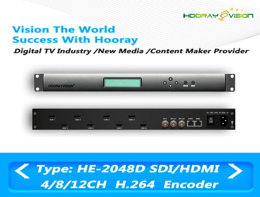 8 Channel Super HD Digital TV Encoder , Mpeg4 Video Encoder H 264 IP ASI Output