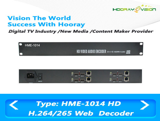 4 Channel 1U Digital TV Encoder / HD SDI H 264 Encoder Independent IP Out