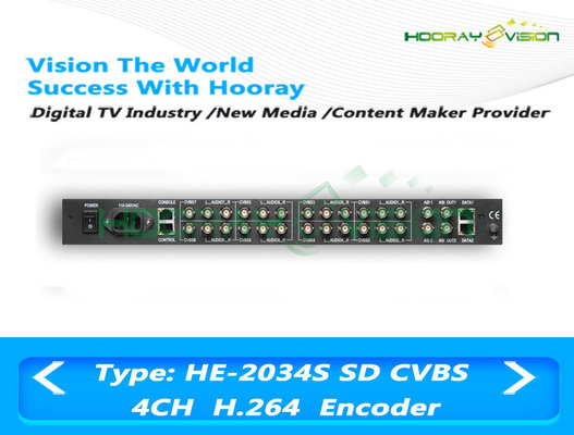 Low Bit Rate SD Digital TV Encoder 85-260 V AC 4 CVBS Input 483mm x 44mm x 400mm