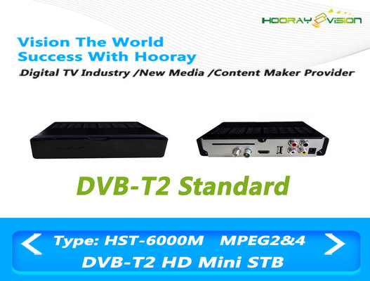 75 Ω Full HD Digital TV Box DVB T2 MPEG4 , 10 Watt 1080P Set Top Box AC 90-250 V