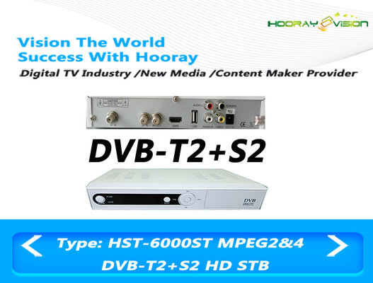 Dual Tuner DVB T2 Digital Set Top Box  , AVC Digital Terrestrial TV Receiver