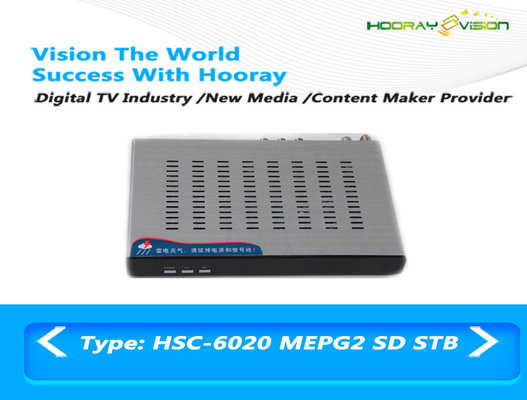 Black SD DVB C Set Top Box Mpeg2 Steel Case Audio Video interface IR remote