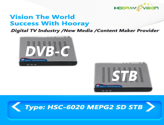 Black SD DVB C Set Top Box Mpeg2 Steel Case Audio Video interface IR remote
