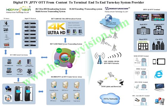 Friendly Interface IPTV Net Solution Live TV VOD for Hotel Hospital Mall level