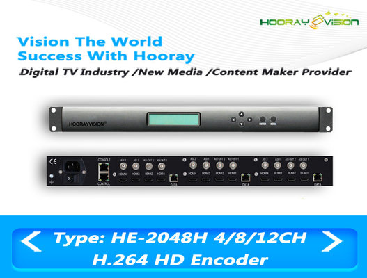 8 Channel Super HD Digital TV Encoder , Mpeg4 Video Encoder H 264 IP ASI Output