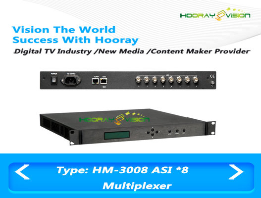 220V Digital TV 8 ASI Multiplexer 2 Mbps - 100 Mbps Output Rate With PSI SI Inserting