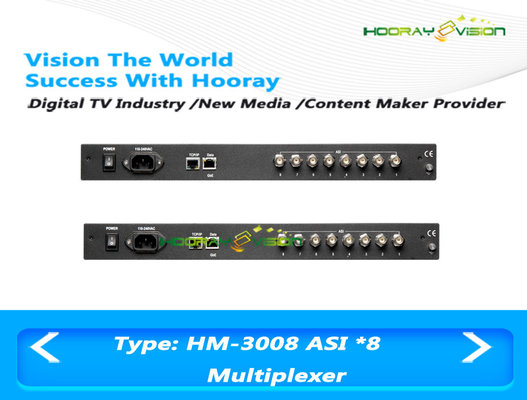 220V Digital TV 8 ASI Multiplexer 2 Mbps - 100 Mbps Output Rate With PSI SI Inserting