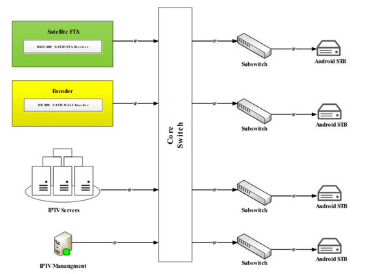 Hotel IPTV System Solution 40 FTA Satellite Programs and 60 HD Encoding Programs