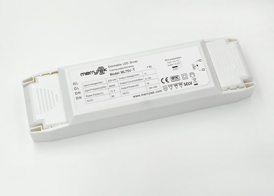 75 Watt Traic Dimmable LED Driver 12Vdc 50Hz / 60Hz IP20 No Noise