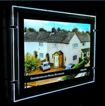 Single Sided Wall Mounted Super Slim LED Crystal Light Boxes, A3 Size