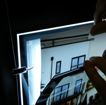 Single Sided Wall Mounted Super Slim LED Crystal Light Boxes, A3 Size