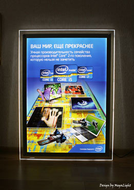 Edge Lit Acrylic Crystal Slim Light Box For Advertisement Display