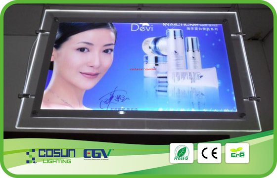 Single Sided Edgelit Crystal Slim Light Box For Advertising Display