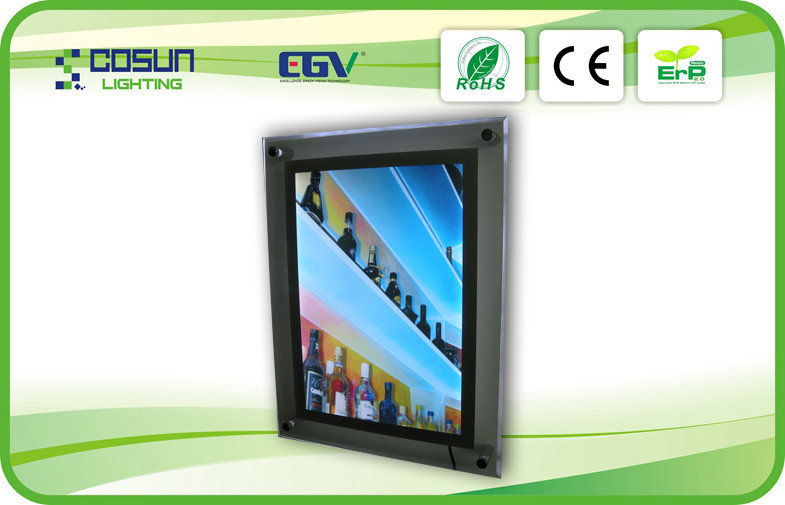 Indoor Illuminated LED Crystal Slim Light Box / Wall Mounted Light Box , Single Side