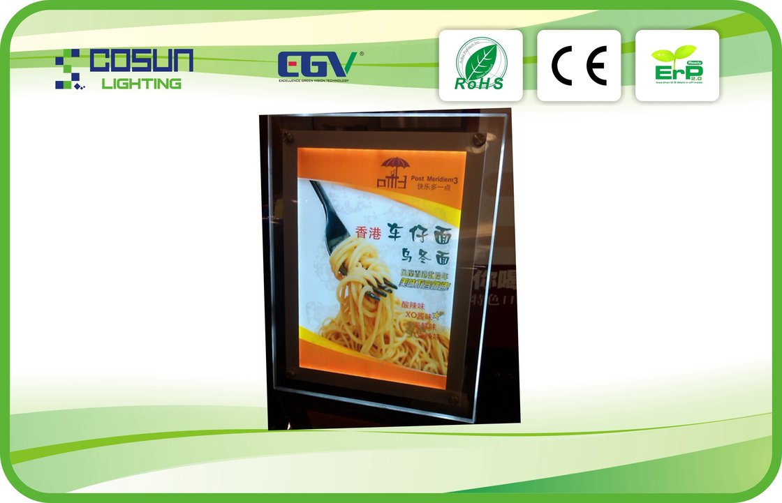 Restaurant Double Sided LED Crystal Slim Light Box / Advertising Light Box , A4 Panel Display