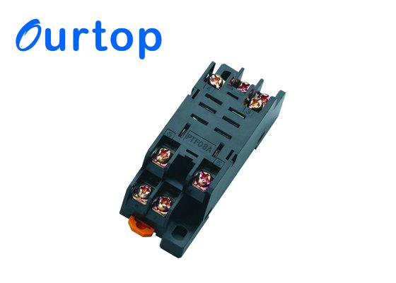 Black Industrial Din Rail Relay Socket 8 Pin 10A With Screws Contact PTF08A