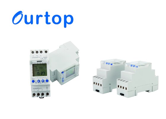 Weekly Din Rail Mounted Programmable Timer Switch With 44 Memory Locations LCD Display