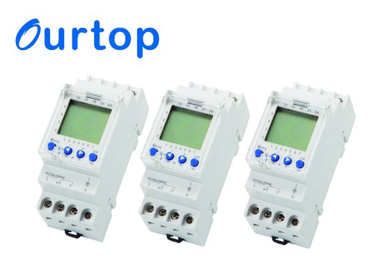 Programmable 7 Day 2 Channel Digital Timer , Din Rail LCD Timer Switch 250VAC