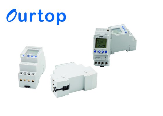 2 Channel Din Rail Timer Switch 16A 250VAC  , 7 Day Daily 24 Hour Electronic Timer Switch