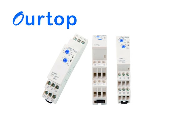 Din Rail Mounted Multifunction Timer Relay , SPDT 1NO + 1NC Off Delay Timer Relay