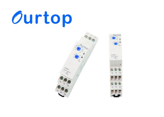 35mm Rail Mounting On Off Delay Timer Relay With DPDT 2NO+2NC Contact 18mm Wide