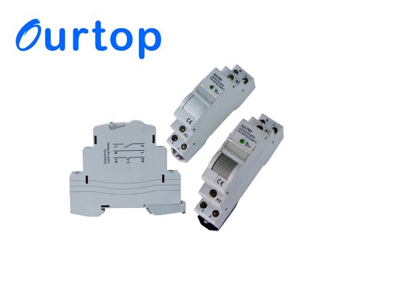 35mm Din Rail Mounted Electronic Latching Relay Controlled By Buttons For Light Switching