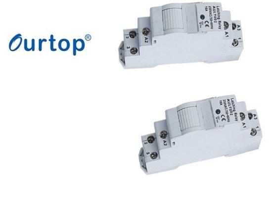 White Color Din Rail Latching Relay , Low Voltage Latching Relay DIN Rail 35MM Mounting