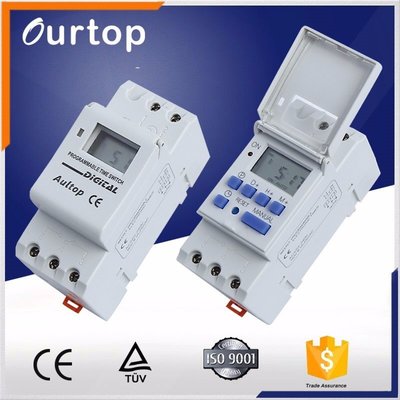 Digital Programmable Time Switch , DIN Type Timer Switch Programmable Latitude Time Controller
