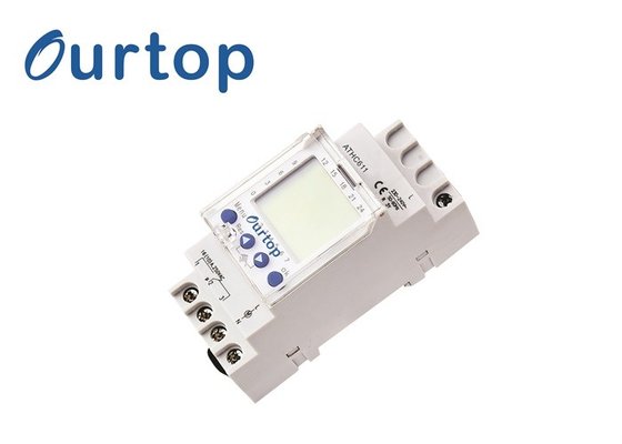 1 Minute 24 Hour 7 Day Digital Mains Timer , White Color Din Rail Mounted Switch