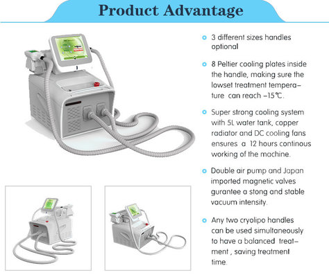 2 Cryo handles work same time portable cryolipolysis+Lipo laser machine