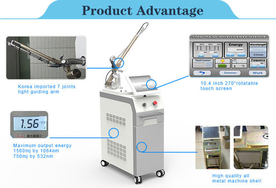 Big energy 1500mj painless pigment removal q-switch 1064 nm 532nm nd yag laser tattoo removal machine