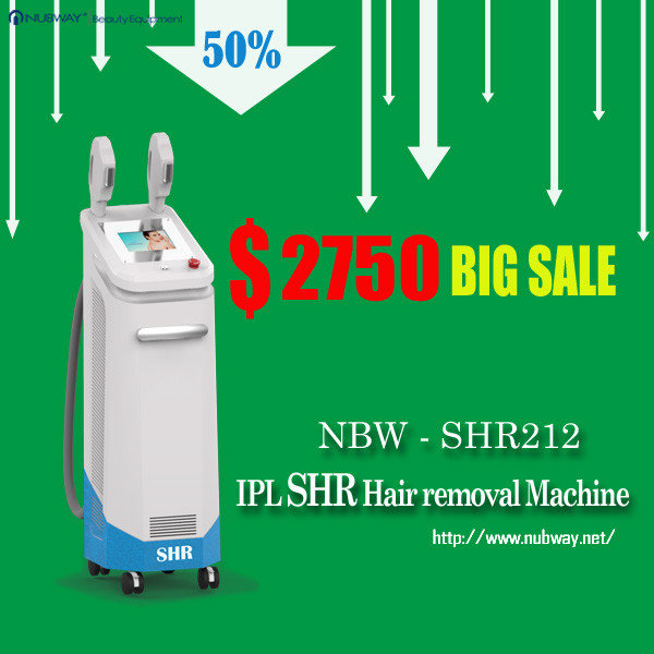 2014 Best Seller! The Most Featured 2-handles SHR Hair Removal Device Vertical/White
