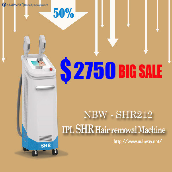Best Price 2014! The Most Featured 2-handles SHR Hair Removal Device Vertical/White