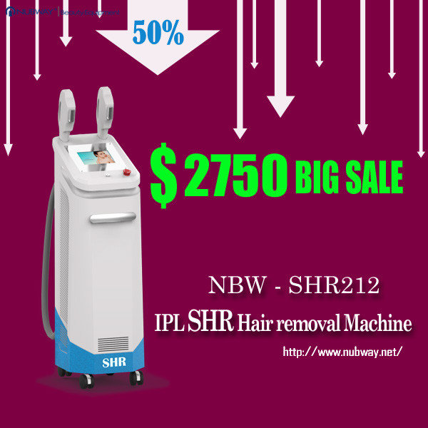 Best Price 2014! The Most Featured 2-handles SHR Hair Removal Apparatus Vertical/White