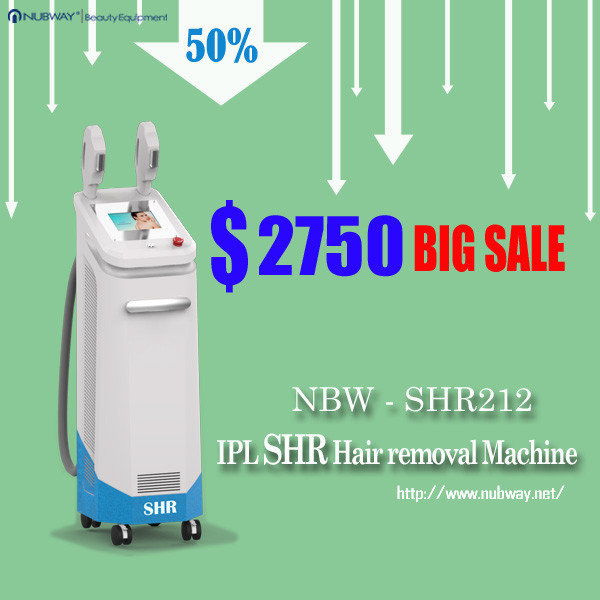 Best Price 2014! The Most Featured 2-handles SHR Hair Removal Product Vertical/White