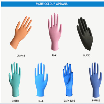 Texfured finger Disposable Nitrile Gloves  blue, white, black, pink, green, purple.