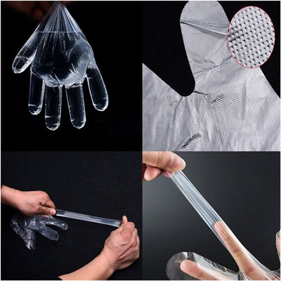 Two-finger Plastic PE  Gloves Polyethylene Gloves  poly gloves single use Embossed  or smooth Surface