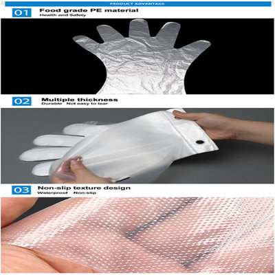 2019 best selling Two-finger Plastic PE  Gloves Polyethylene Gloves  poly gloves single use Embossed  or smooth Surface