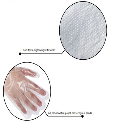 Food grade clear/blue/green/pink Disposable PE Cleaning Work Gloves  Embossed  or smooth Surface